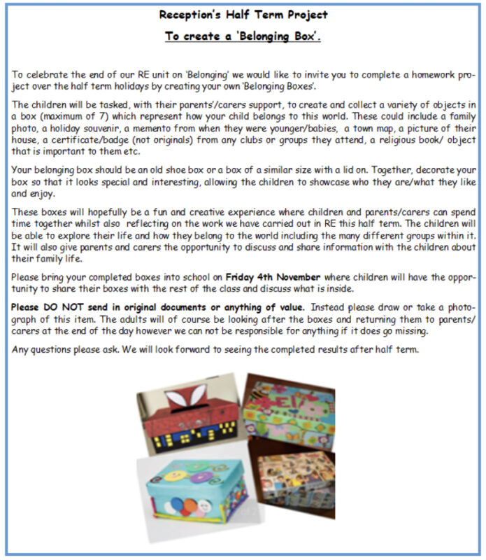 Reception’s Half Term Homework Project – Newdale Primary and Nursery School